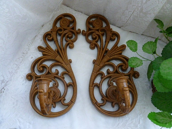 Vintage 1978 SYROCO WALL SCONCE Set Burwood Set of Two | Etsy