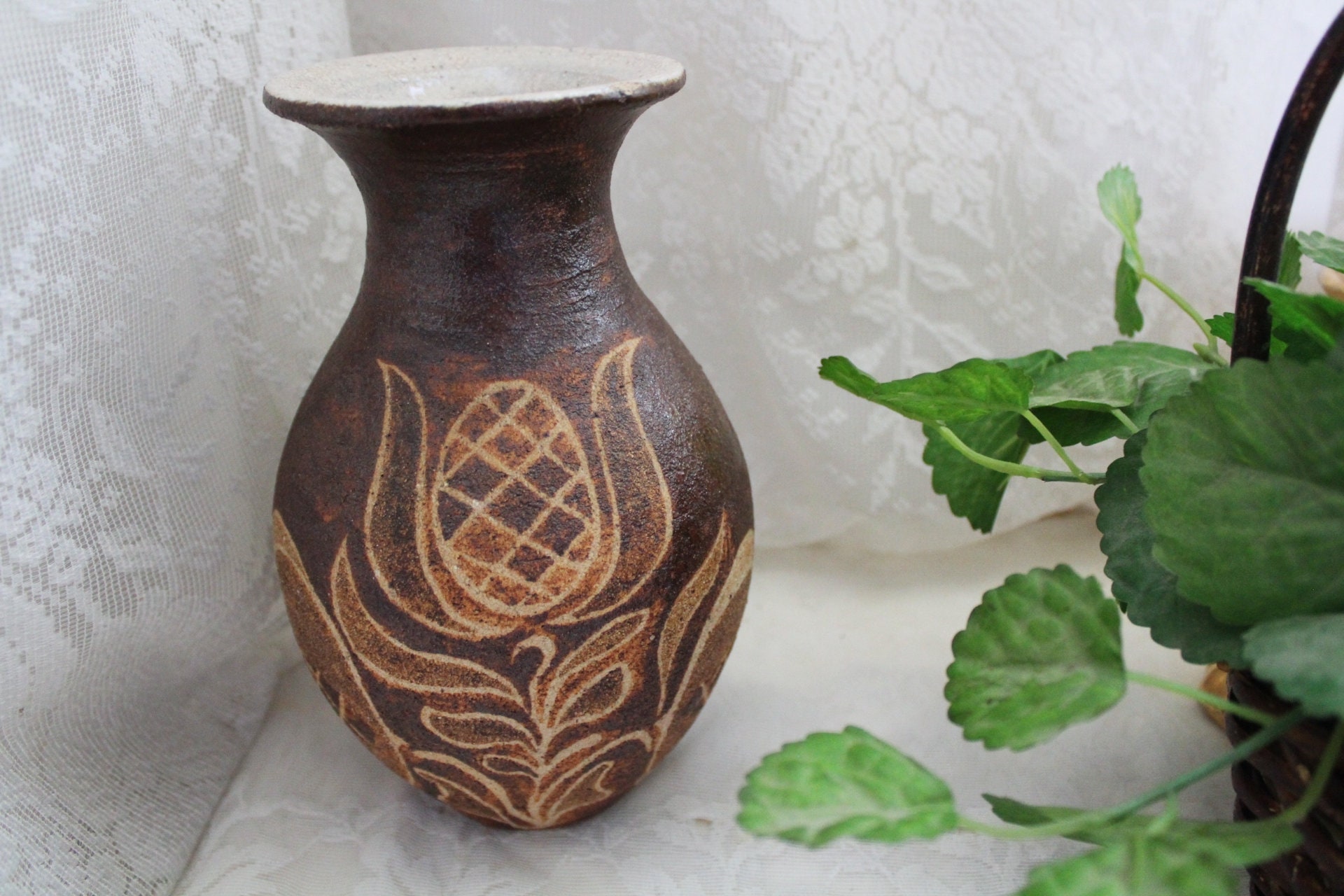 Vintage HEAVY POTTERY VASE Hand Made Thrown 8 5/8-inches High - Etsy