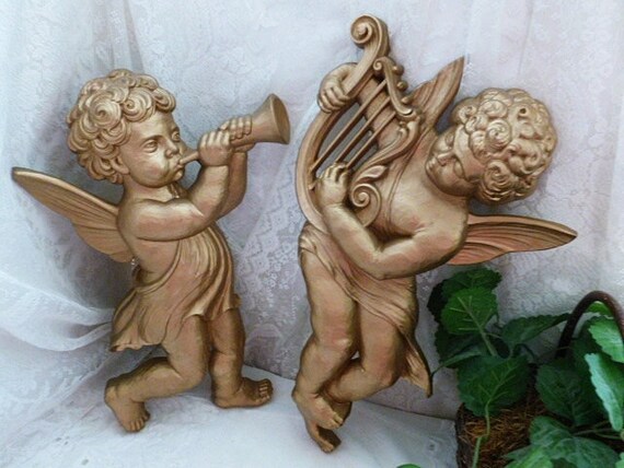 Vintage HUGE 1963 CHERUB SET of 2 Wall 16-inches Tall Burwood | Etsy
