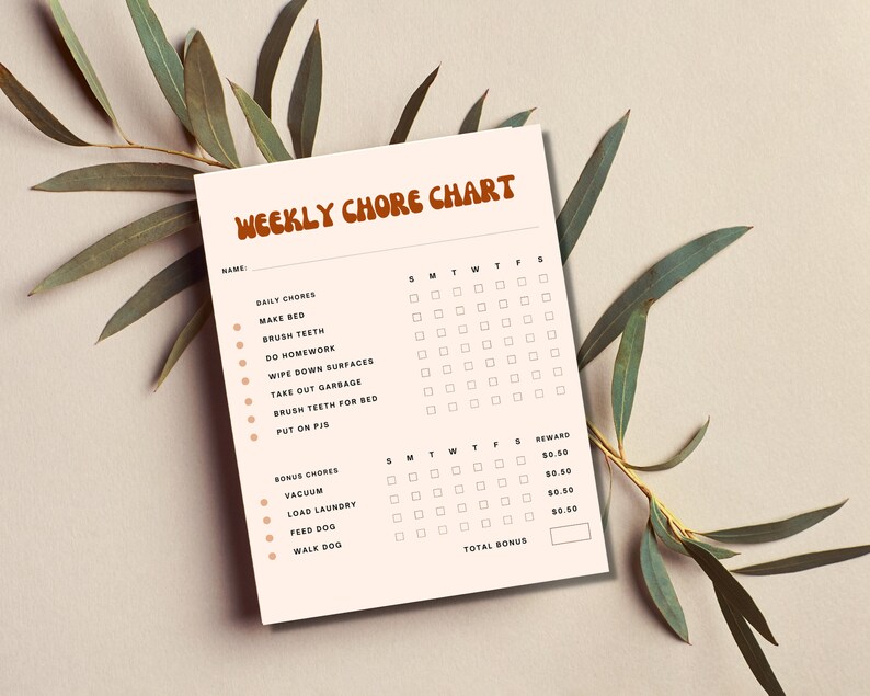 Printable Kids Chore Chart | Rewards Kids Routine Chart | Daily ...