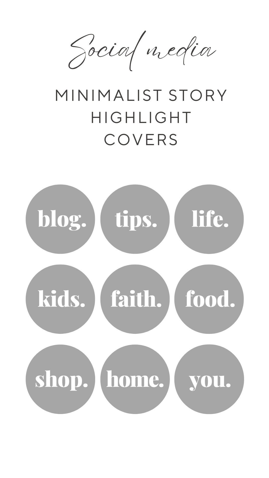 Minimalist Social Media Highlight Covers | Editable - Etsy