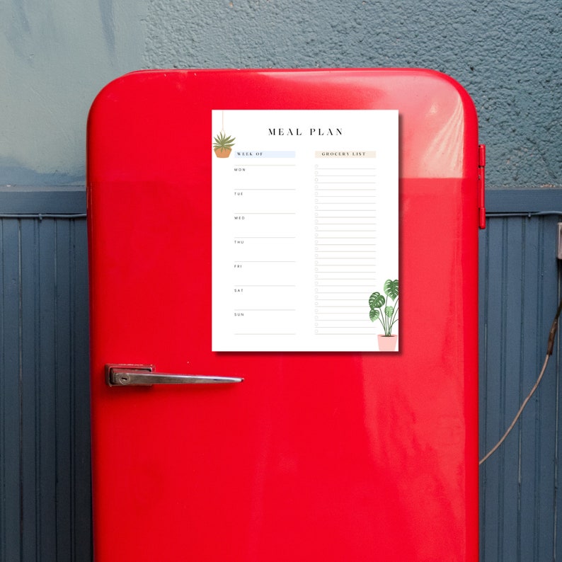 Meal Plan Grocery List Printable Healthy Eating Tracking - Etsy