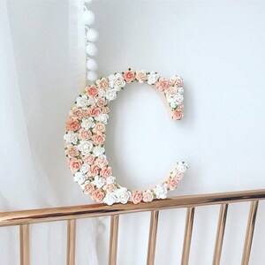 Floral Wooden Letter: Peach & White Nursery Decor - Etsy