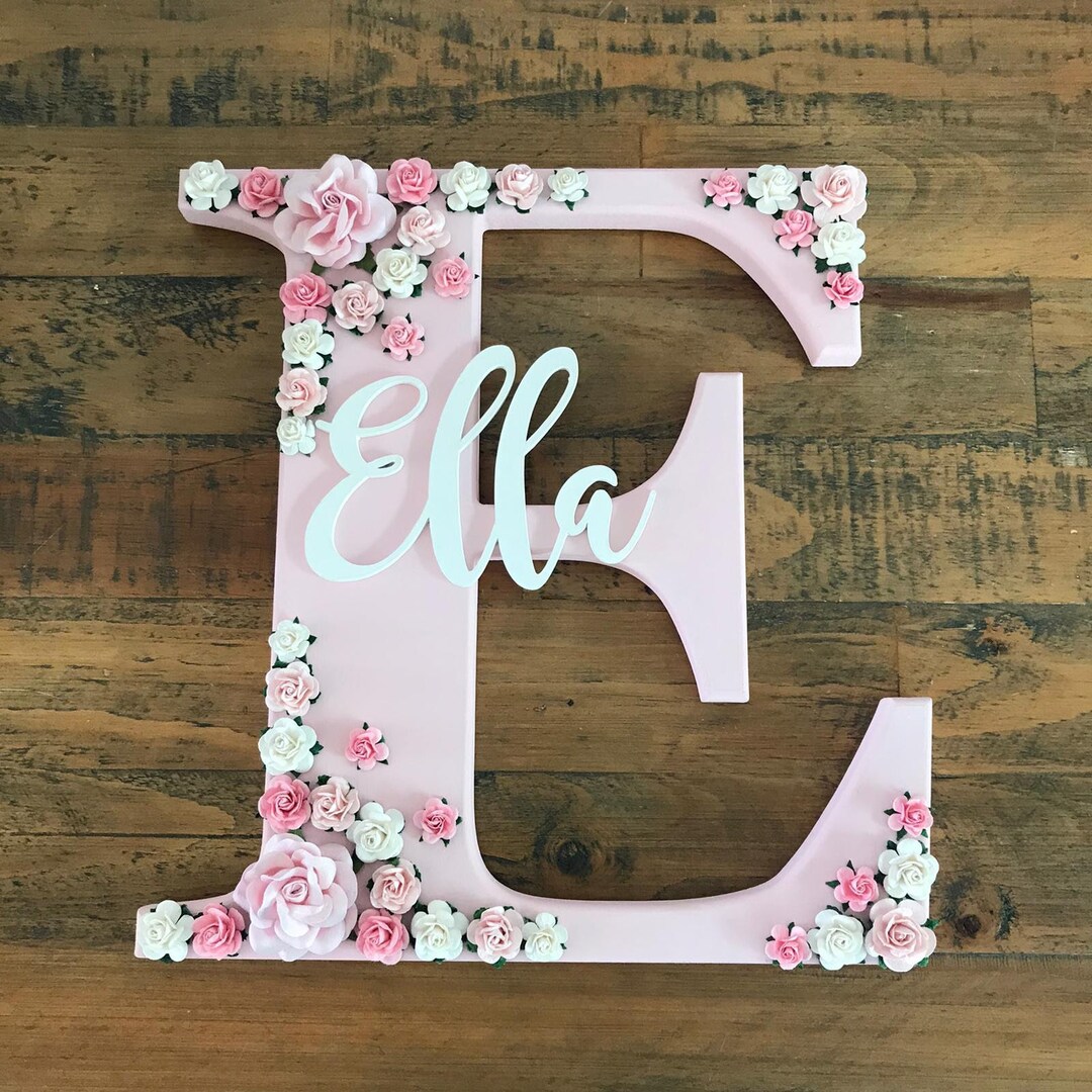 Personalised Nursery Letter - Floral Wooden Letter - Nursery Decor ...