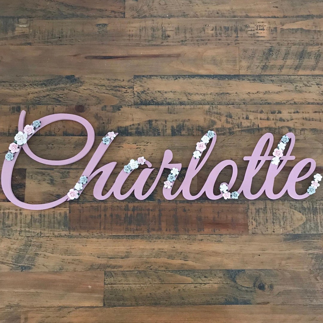 Wooden Name Sign, Flower Name Sign,| Girls Nursery Flower Letter | New ...