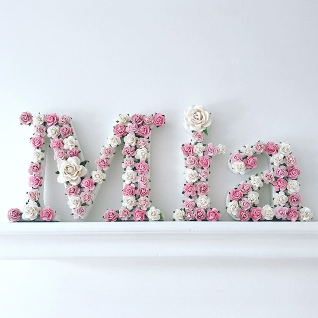 Wooden Flower Letter Name Sign Girls Nursery Flower Letter New Baby ...