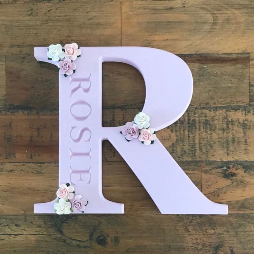 Personalised Nursery Letter - Floral Wooden Letter - Flower Girl Gift ...