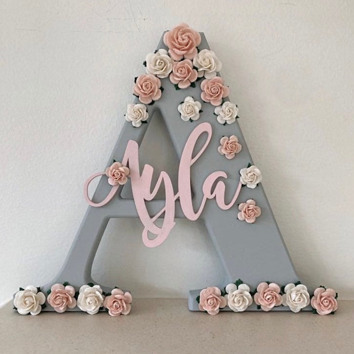 Personalised Nursery Letter - High Quality Floral Wooden Letter ...