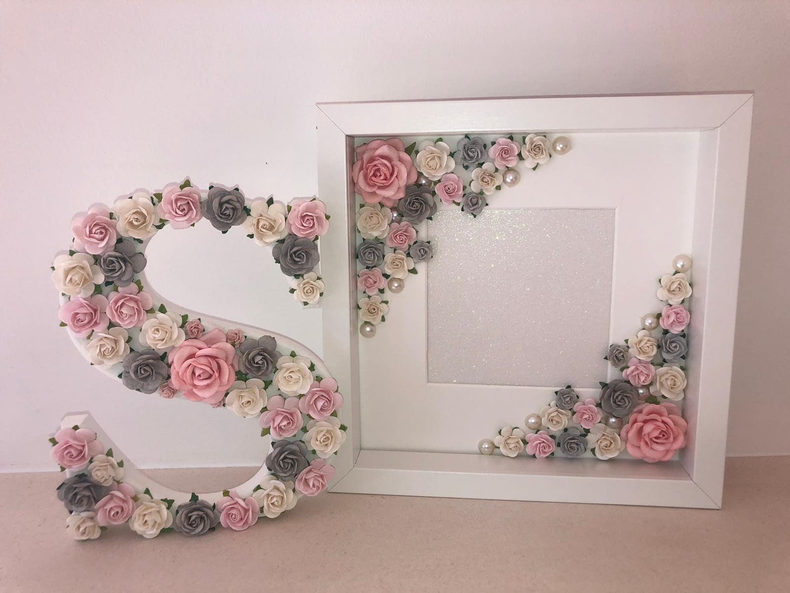 Floral Photo Frame & Letter Set Floral Wooden Letter - Etsy UK