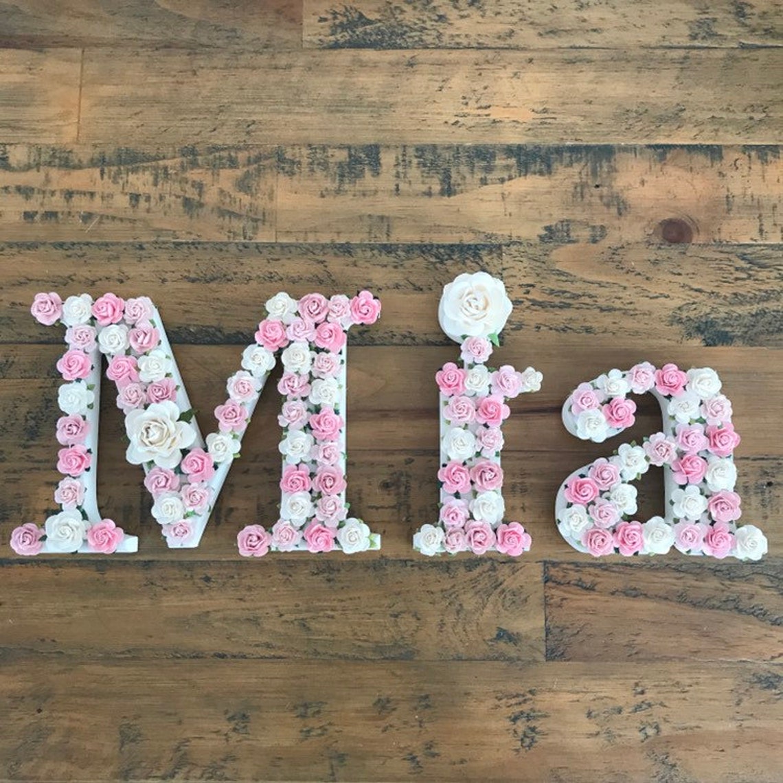 Wooden Flower Letter Name Sign Girls Nursery Flower Letter | Etsy