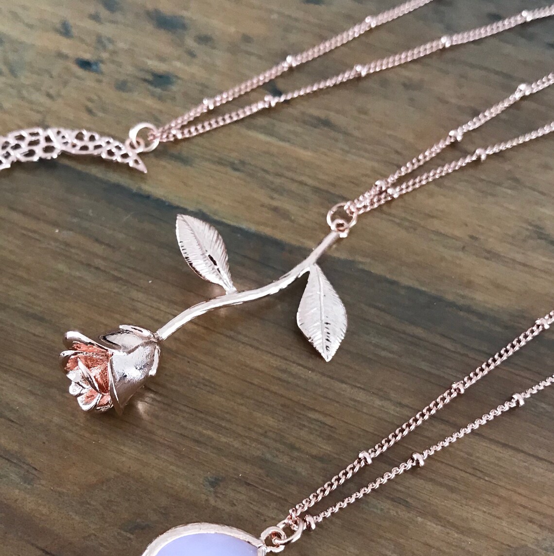 The Rose Gold Rose Necklace Ball Chain Gift Wrap | Etsy