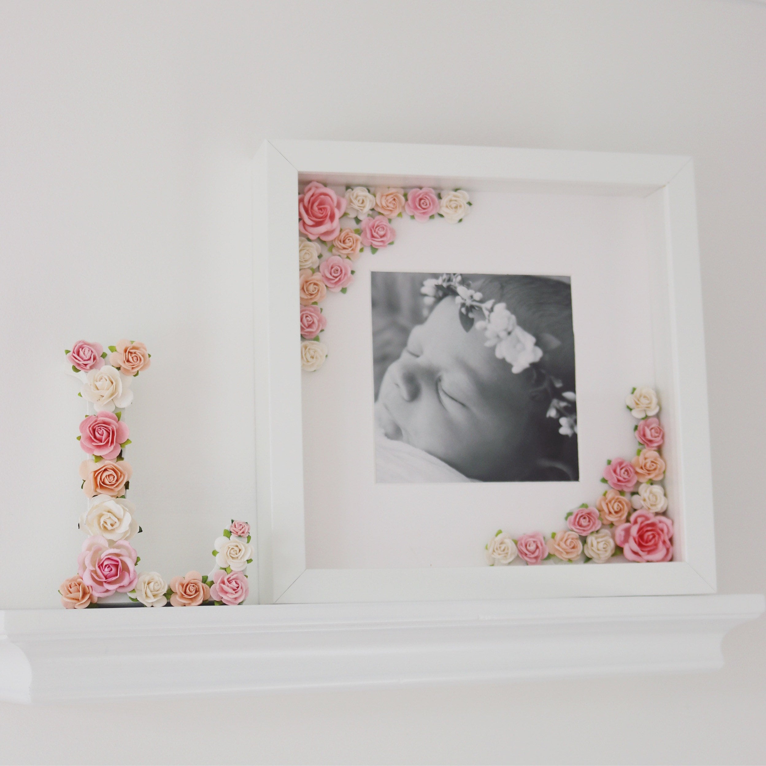 Floral Photo Frame & Letter Set Floral Wooden Letter - Etsy UK