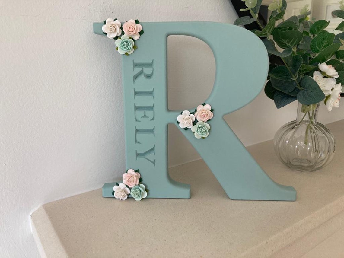 Personalised Nursery Letter Floral Wooden Letter Flower - Etsy