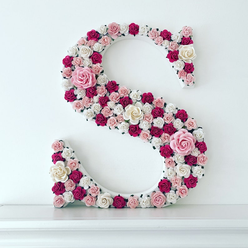 Large Flower Nursery Letter Large Wooden Letter Nursery - Etsy