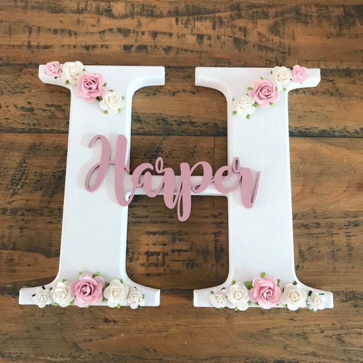 Personalised Nursery Letter - High Quality Floral Wooden Letter ...
