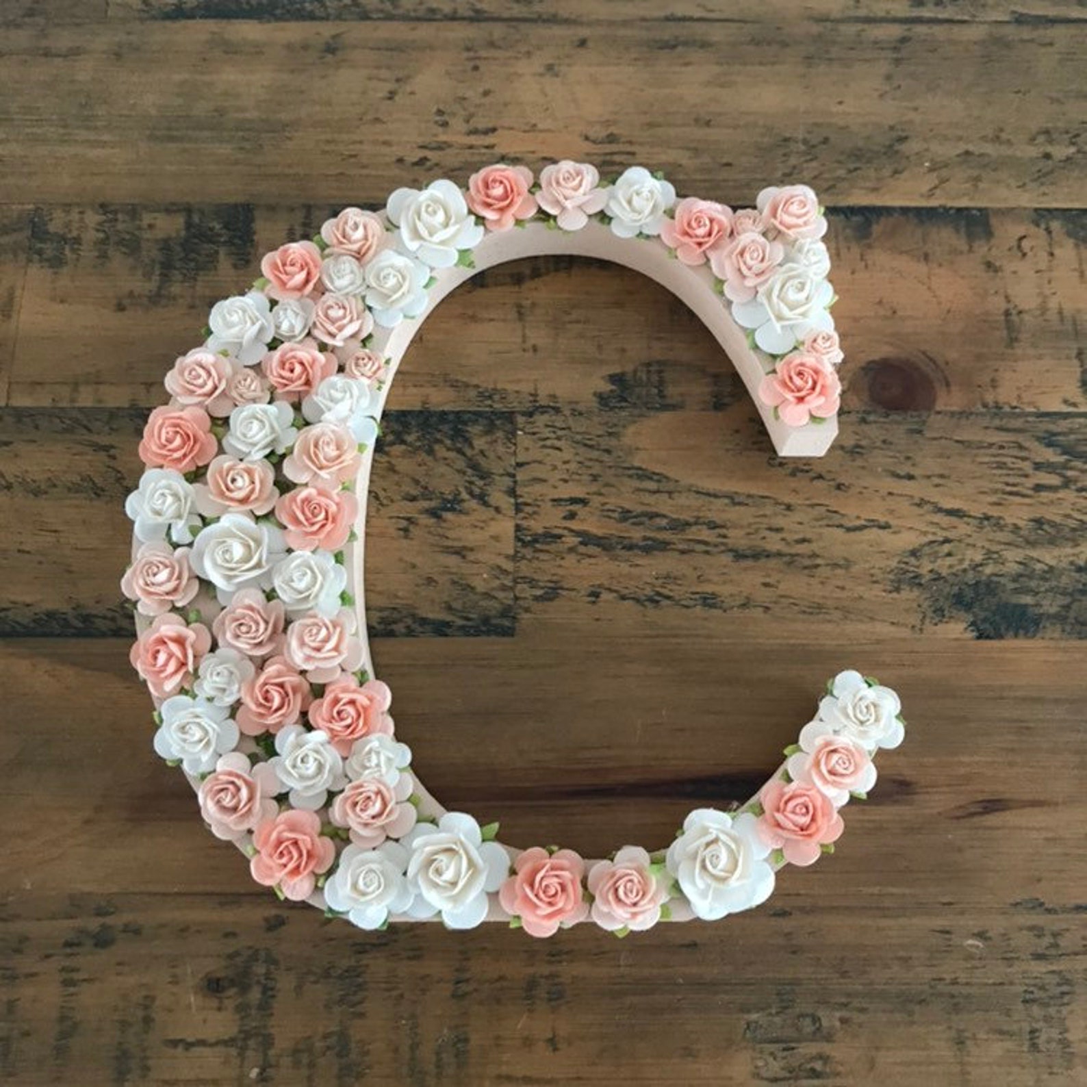 Floral Wooden Letter: Peach & White Nursery Decor - Etsy