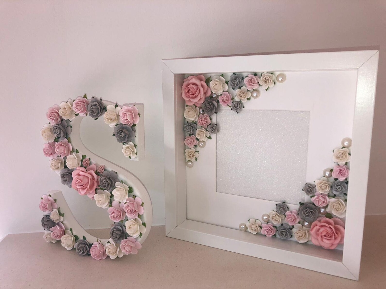 Floral Photo Frame & Letter Set Floral Wooden Letter - Etsy UK