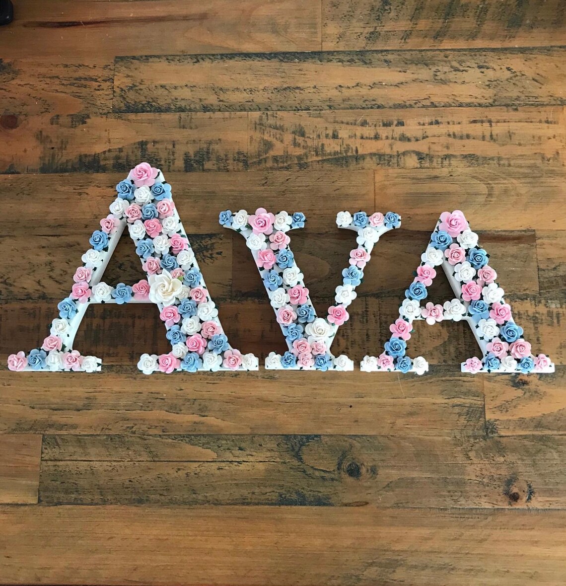 Wooden Flower Letter Name Sign Girls Nursery Flower Letter | Etsy