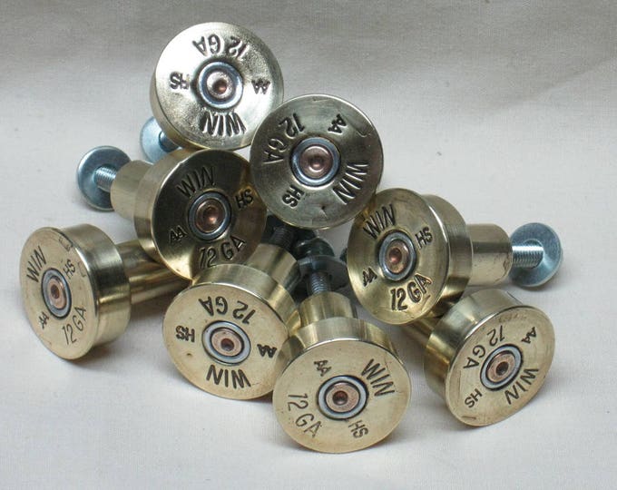 10 Shotgun Shell Cupboard Cabinet Door Knobs, Pulls - Distressed Brass ...