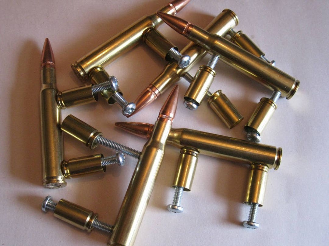 8 Distressed BRASS 30-06 Bullet Cupboard Door Handles, Bullet Pulls ...