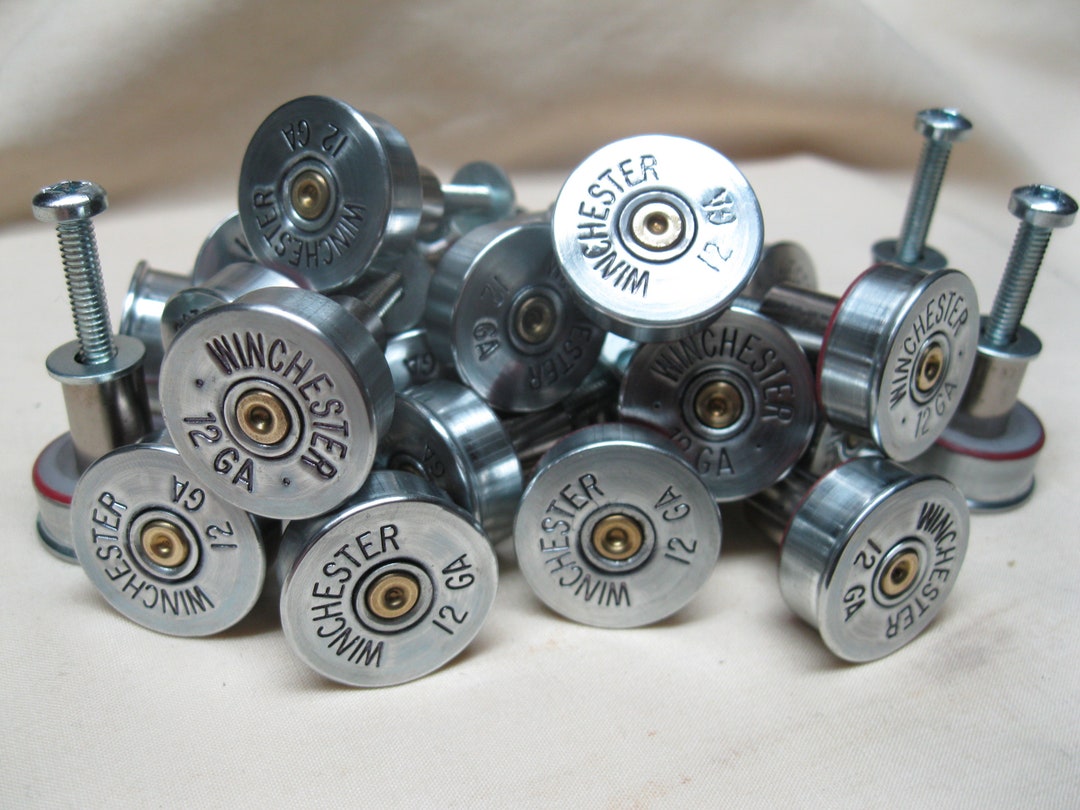 6 Nickel Shotgun Shell Cabinet Cupboard Door Knobs, Home Kitchen, Den ...