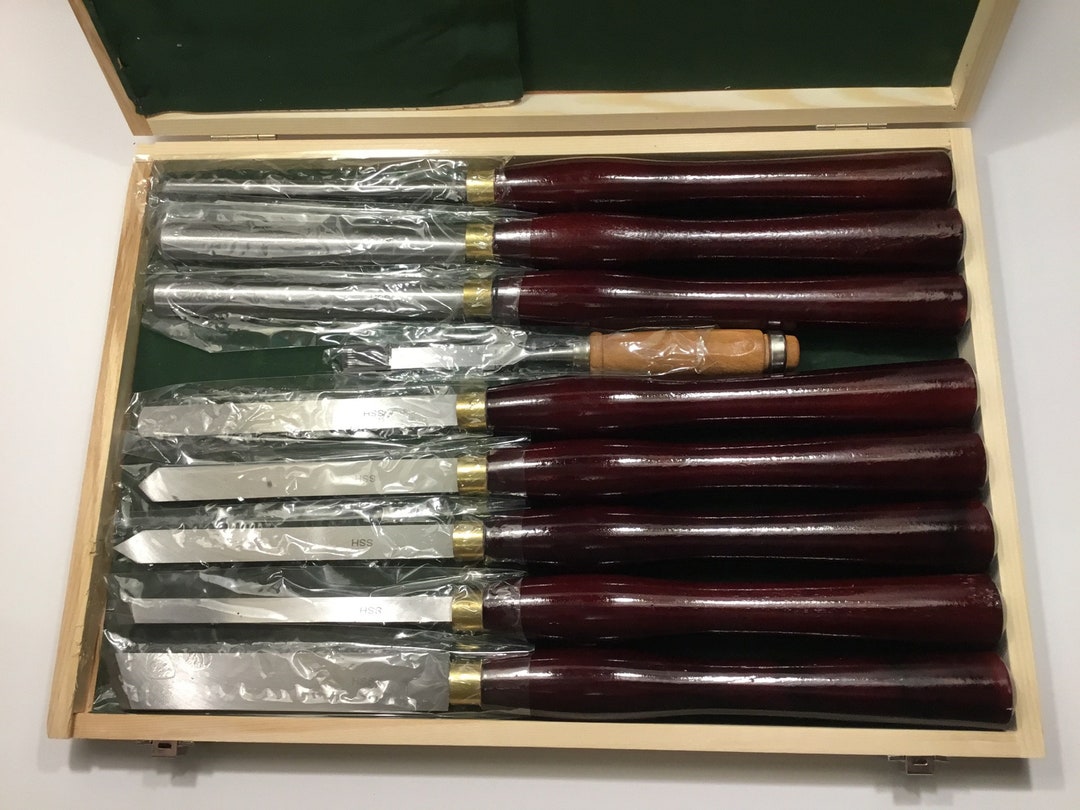 Lathes and Chisel Tool Kit for Carving Wood in A Wooden Storage ...