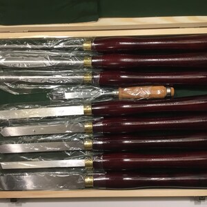 Lathes and Chisel Tool Kit for Carving Wood in A Wooden Storage ...