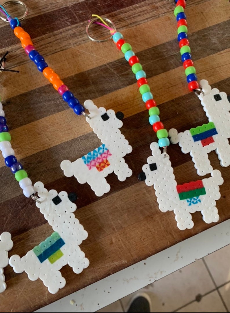Llama Perler Bead Keychain Perler Beads Llama Keychain | Etsy