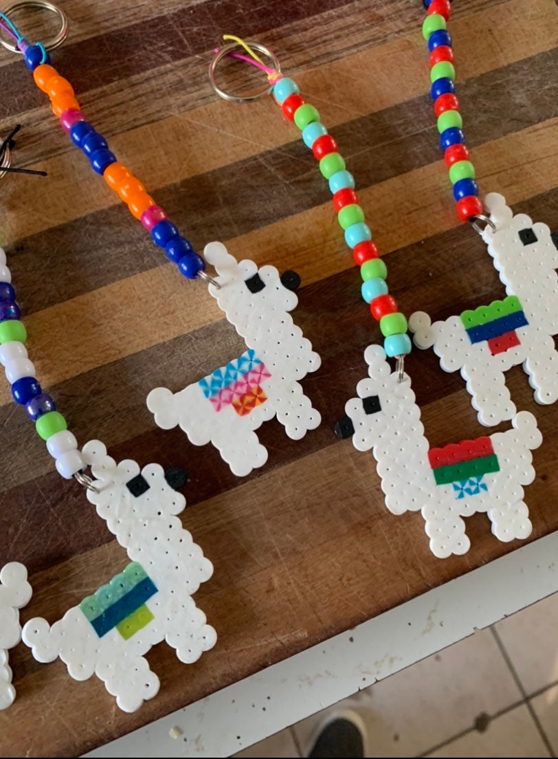 Llama Perler Bead Keychain Perler Beads Llama Keychain - Etsy