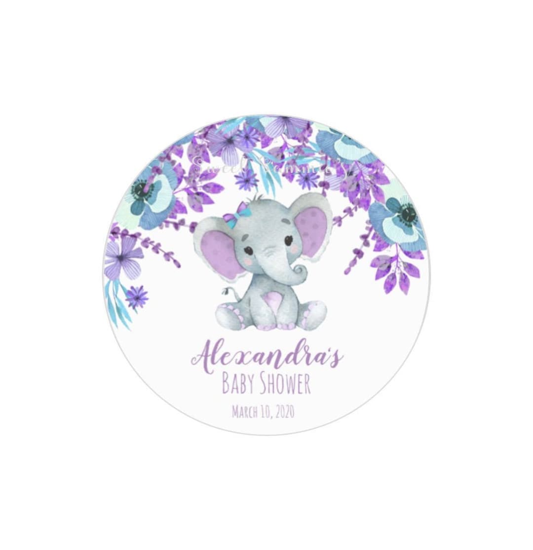 Teal Purple Elephant Baby Shower, Elephant Treat Image, Edible Image ...