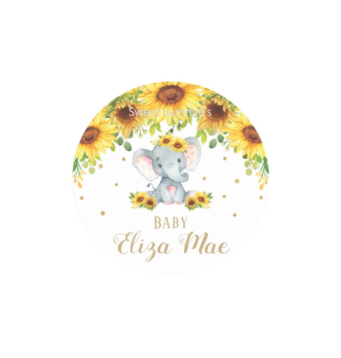 Sunflower Elephant Baby Shower Elephant Oreo Image Edible | Etsy