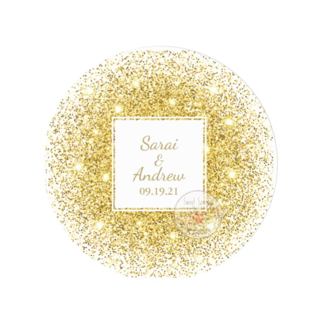 Glam Gold Confetti Wedding Edible Image Toppers, Cookie Image, Edible ...