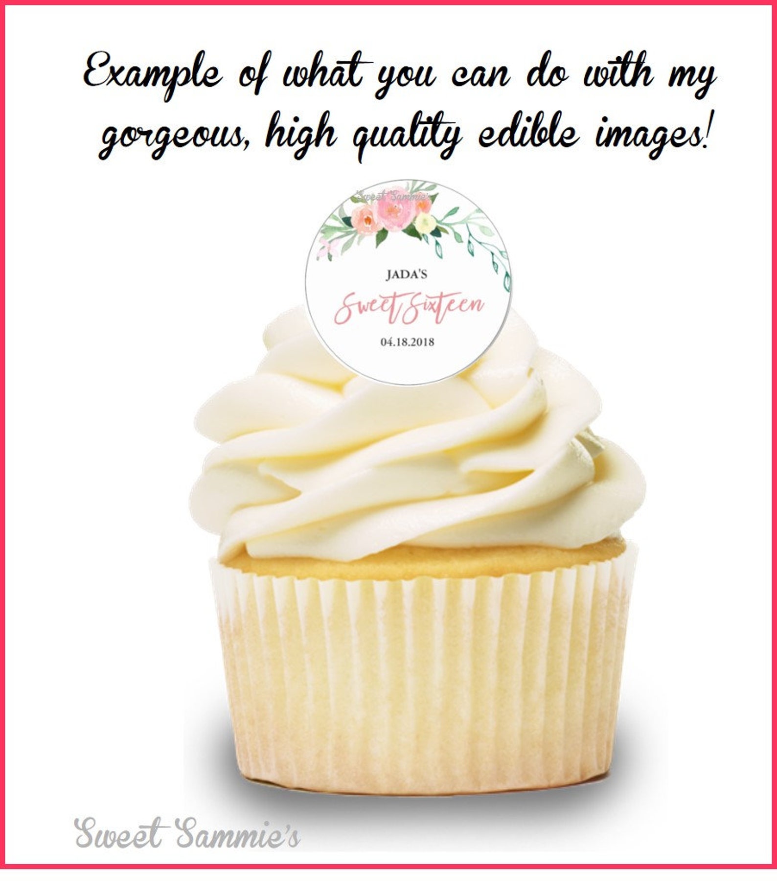 Classic Floral Wedding Image Custom Monogram Oreo Edible | Etsy