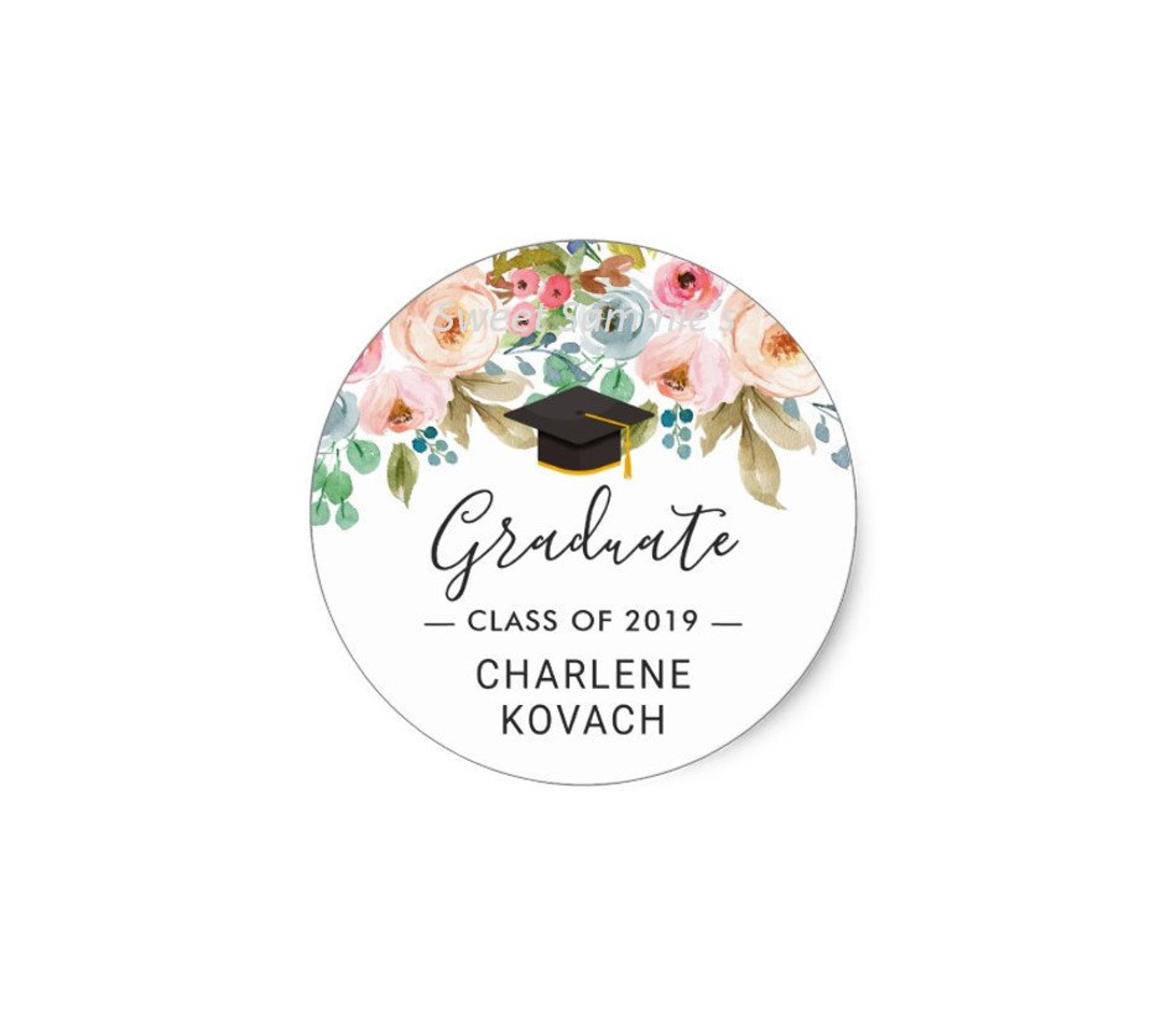 Floral Graduation Image Floral Edible Image Graduation - Etsy