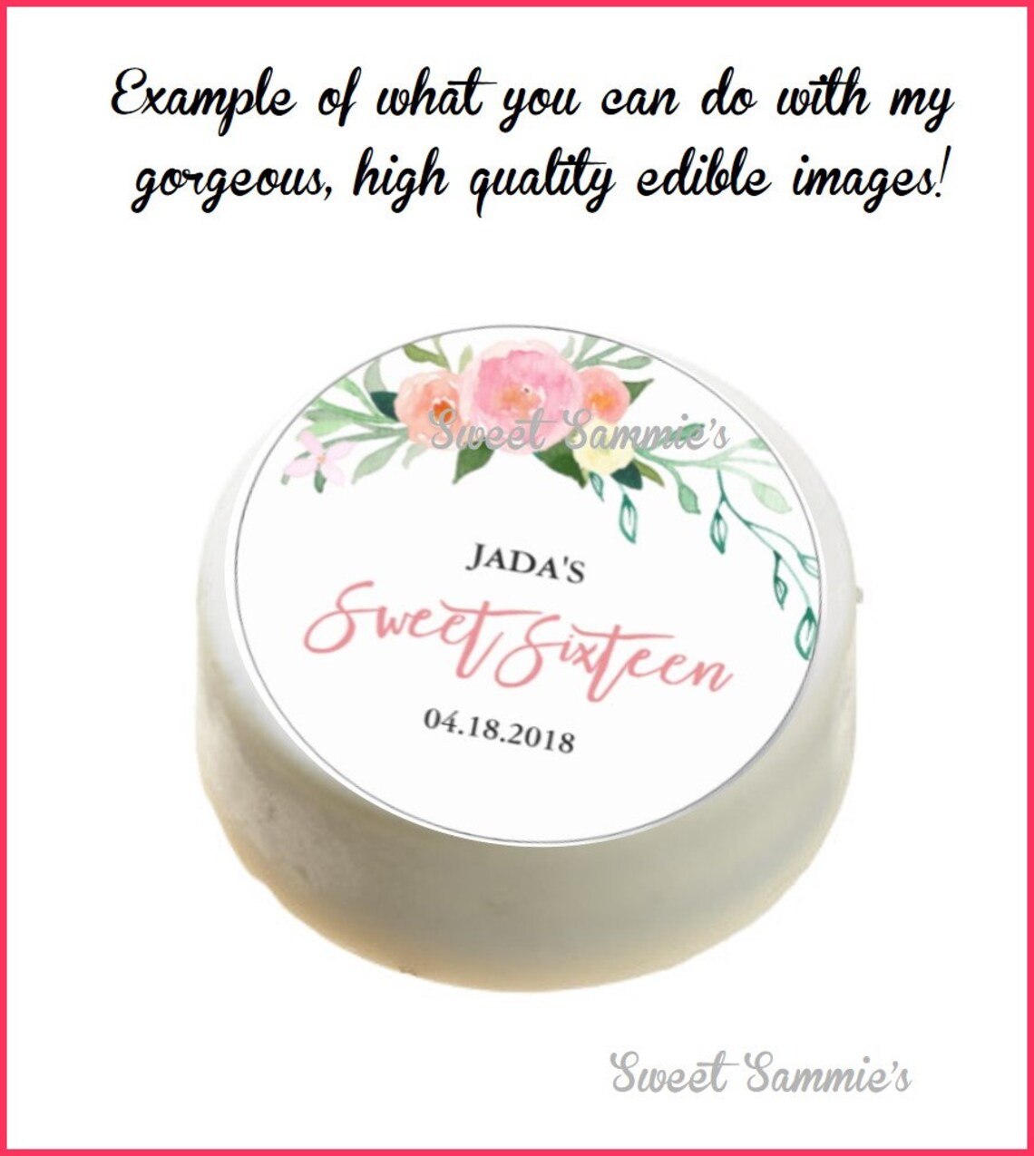 Classic Floral Wedding Image Custom Monogram Oreo Edible | Etsy