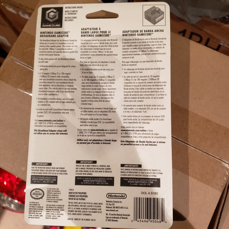 Nintendo Gamecube Broadband Adapter (DOL-015) USA Version, Official ...