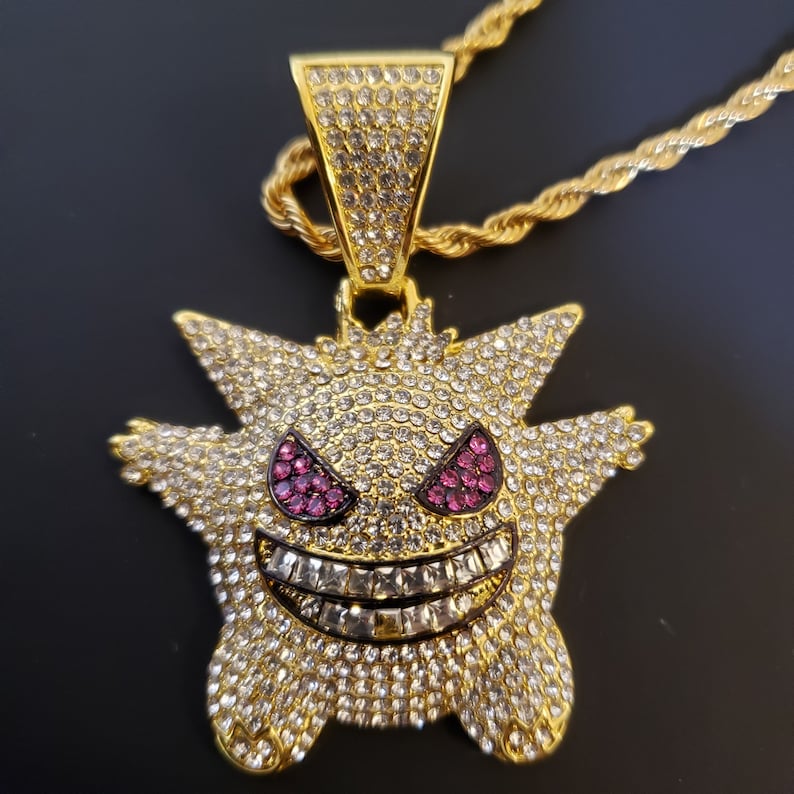 Gangster Gengar Bling Necklace Faux Diamond Necklace and - Etsy