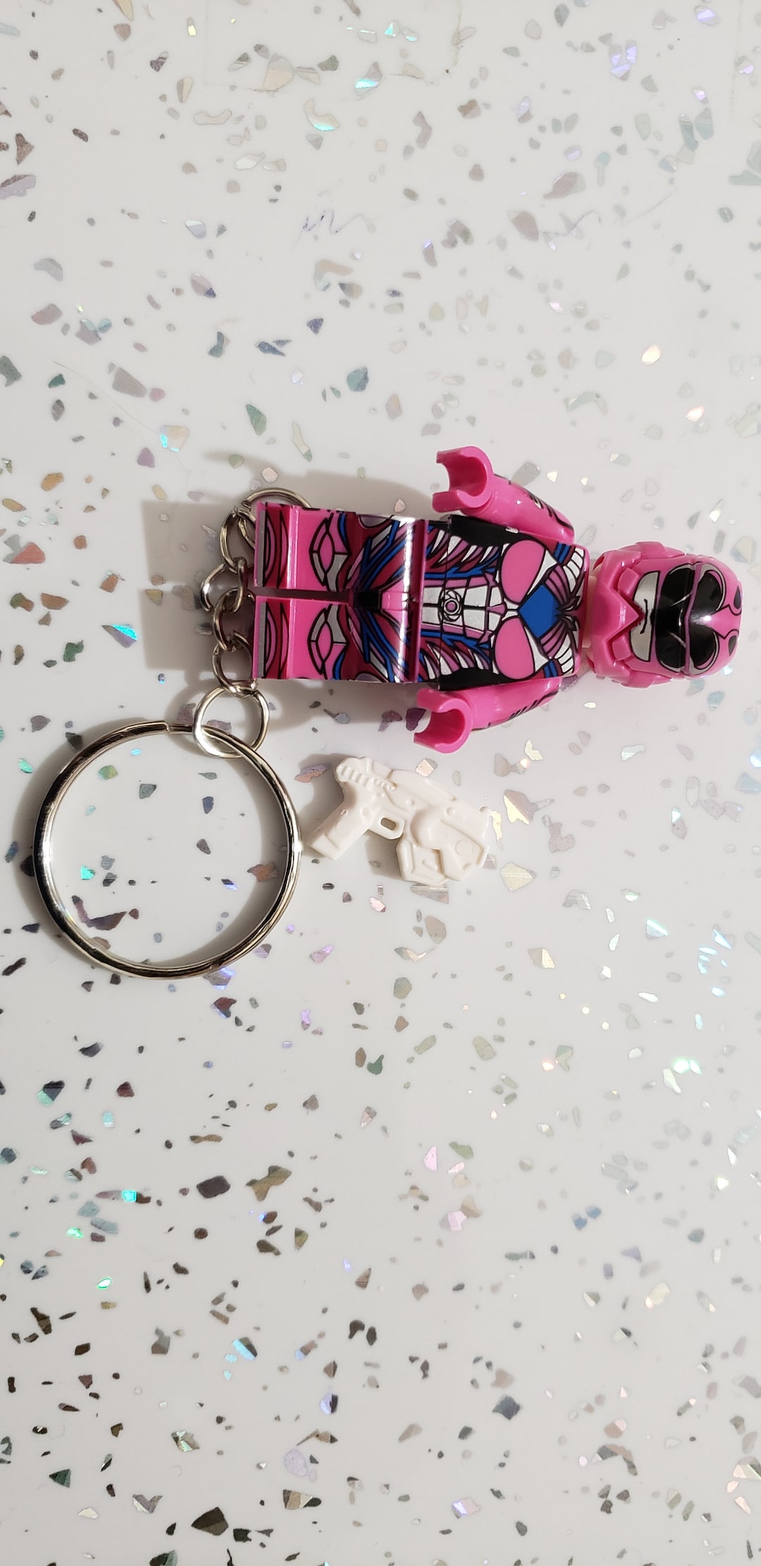 Pink Power Rangers Keychain Mini Figure With Weapon Flip Helmet - Etsy