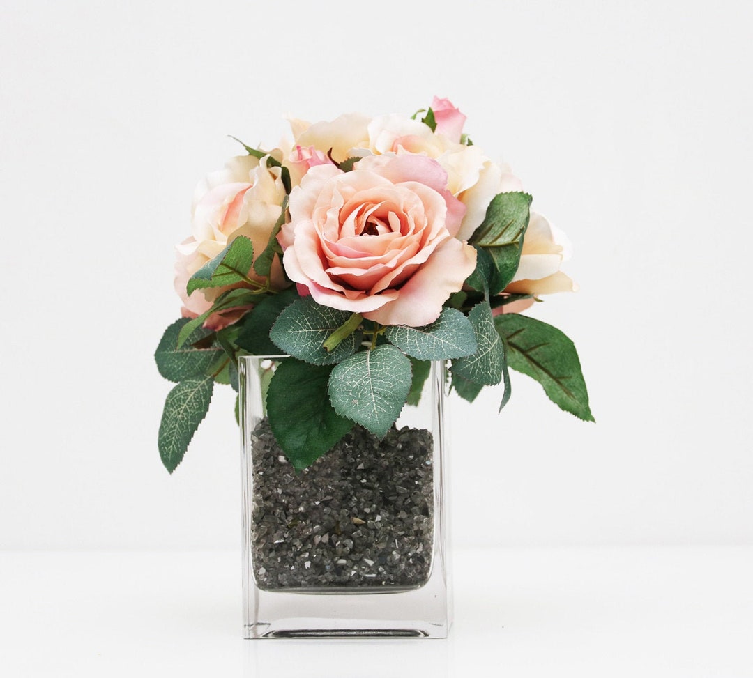 Pretty Pink Rose Wedding Table Centerpiece Reception Flowers Home Decor ...