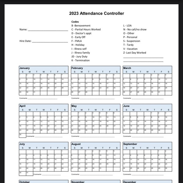 Staff Attendance Tracker - Etsy