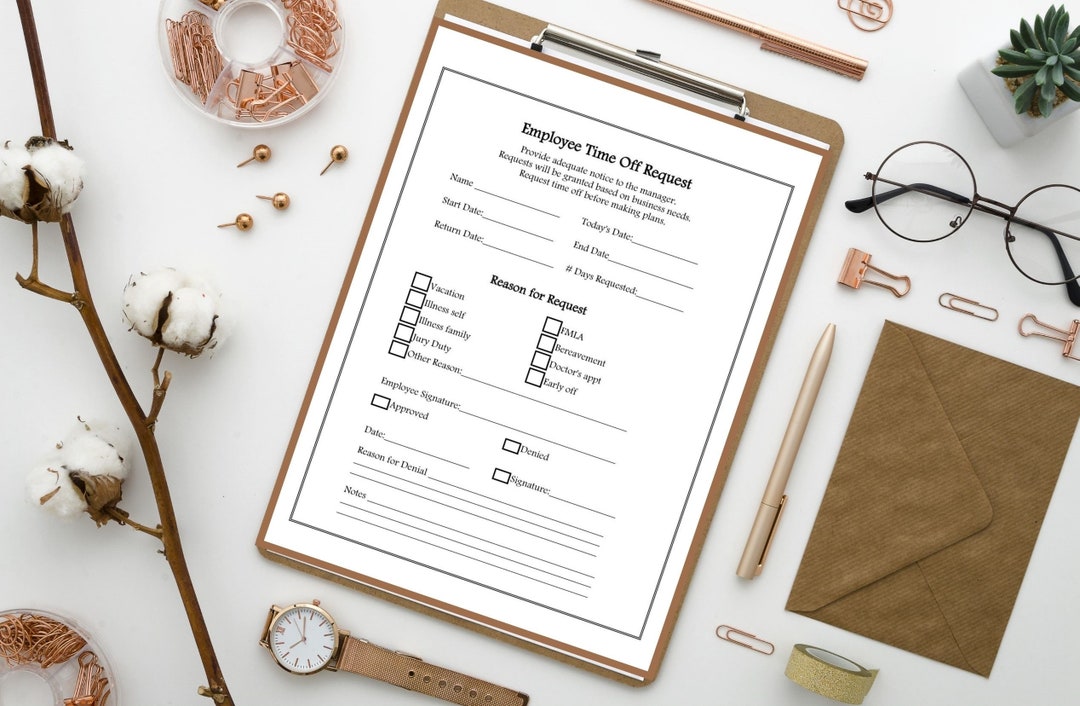 Employee Time off Request Form, Printable PTO Vacation Tracker (digital ...