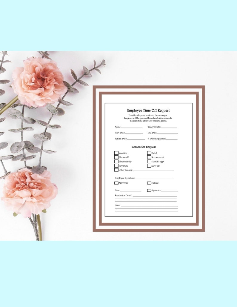 Employee Time off Request Form, Printable PTO Vacation Tracker (digital ...