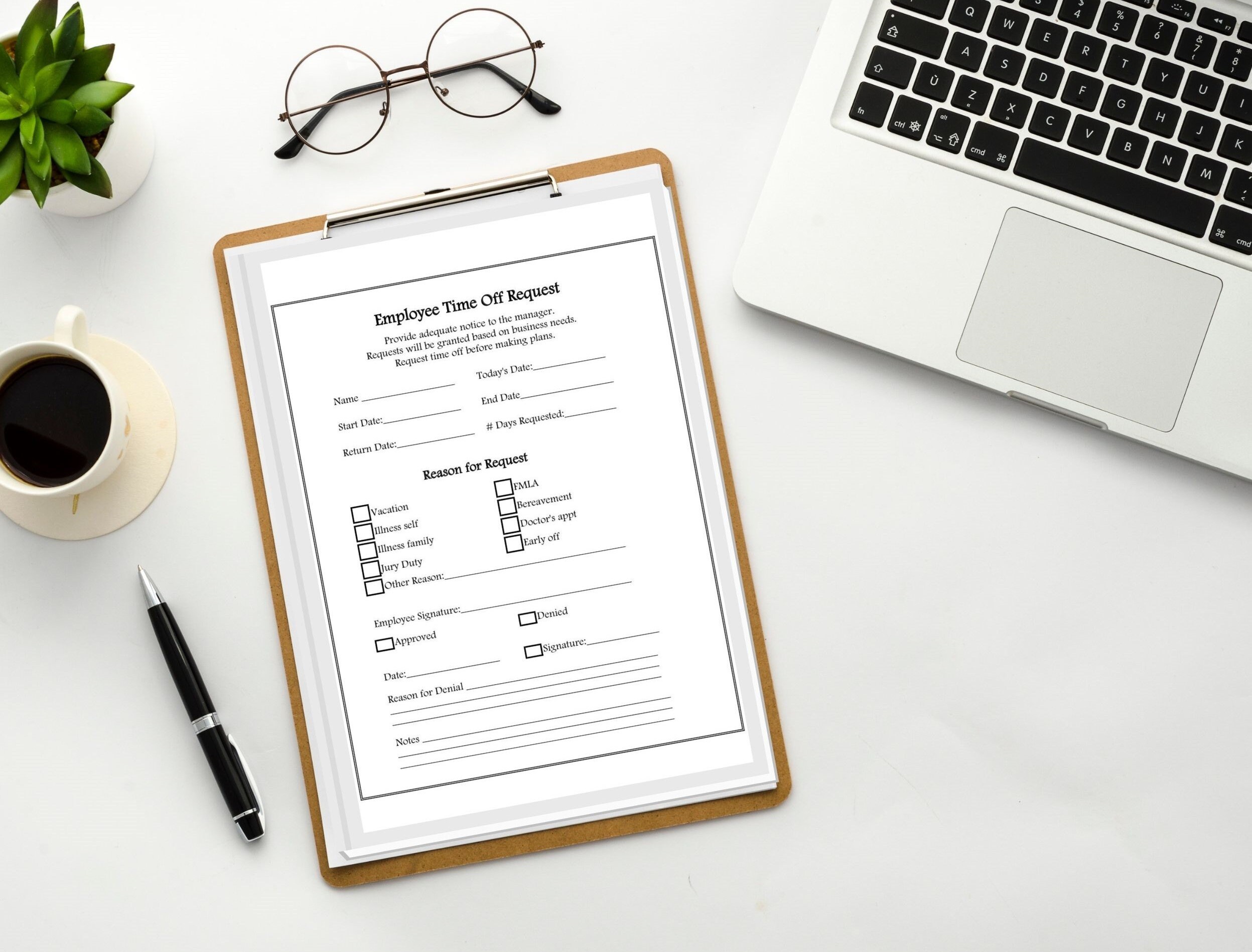 Employee Time off Request Form, Printable PTO Vacation Tracker (digital ...