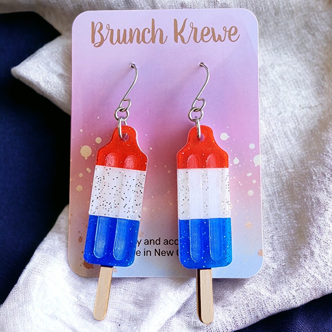 Patriotic Red White Blue Bomb Pop Earrings, 4th of July, Independence ...