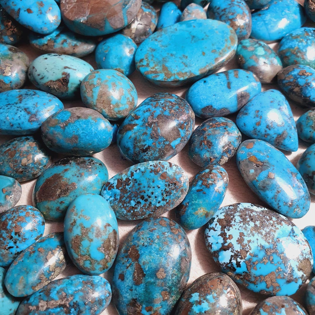 Natural Persian Turquoise Cabochon | Hand-polished Genuine Gemstone ...