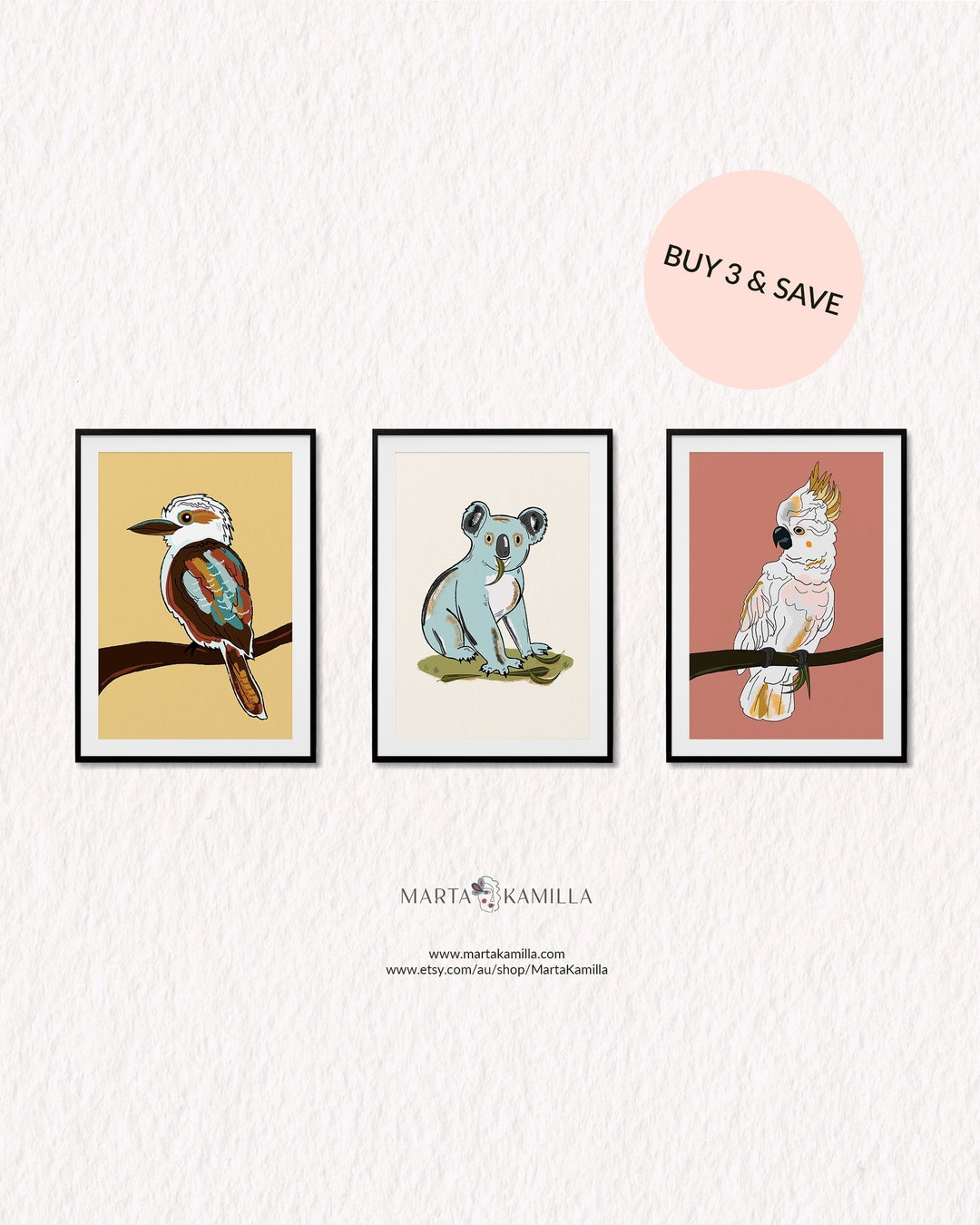 Australiana Koala Kookaburra Cockatoo Digital Wall Art Download Print ...