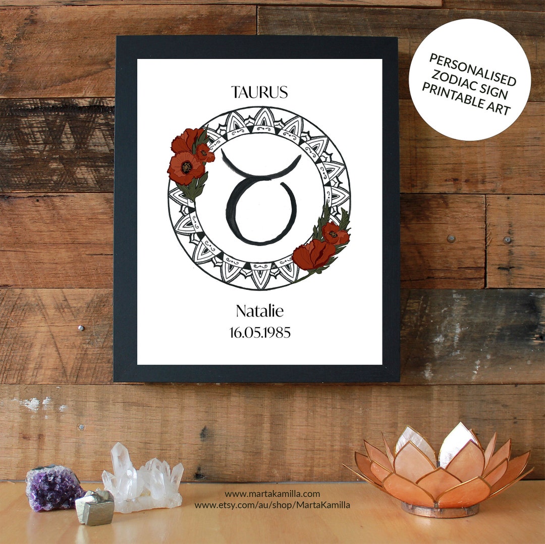 TAURUS Personalized Zodiac Sign Printable Art | Astrology | Birth ...