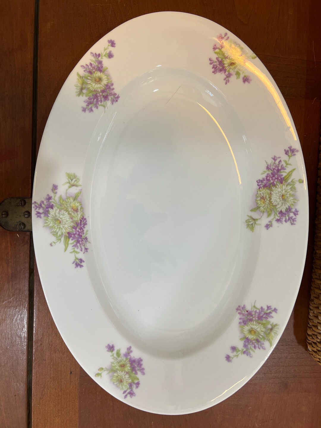 Vintage French Platter With Purple Floral Accents - Etsy