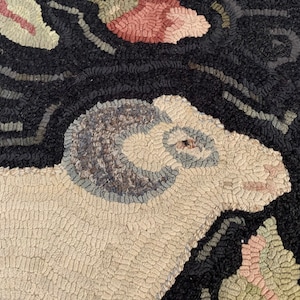 Primitive Folk Art Hand Hooked Rug by Jean Tynan. Rug Design by Marion ...