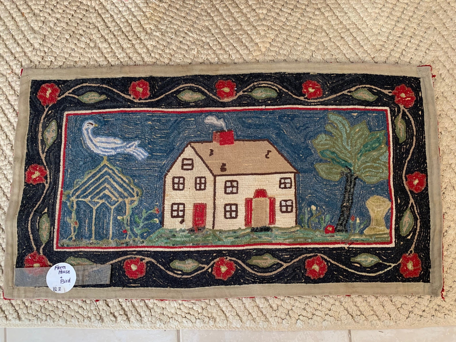 Folk Art Hand Hooked Primitive Rug by Jean Tynan. Measures 44 | Etsy